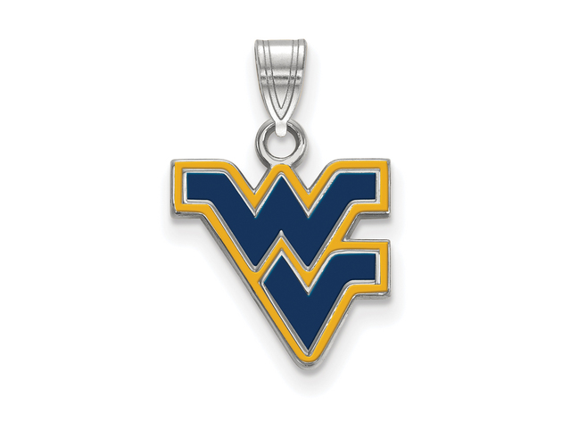 Sterling Silver West Virginia U. Small Enamel Logo Pendant | StackSocial