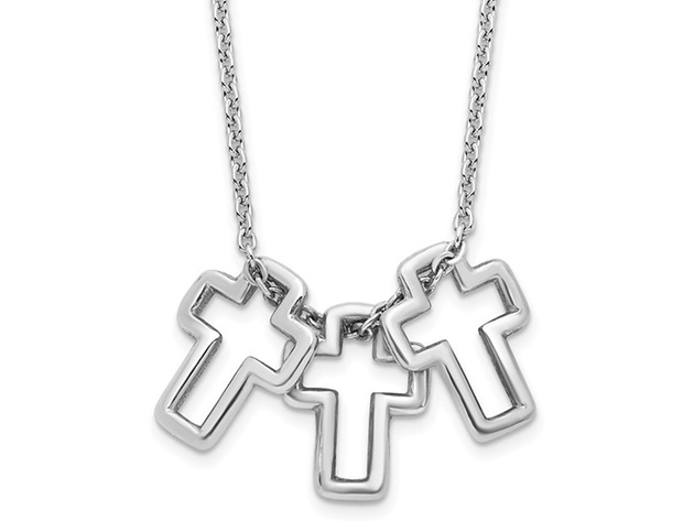 Polished Sterling Silver 3-Cross Necklace | StackSocial