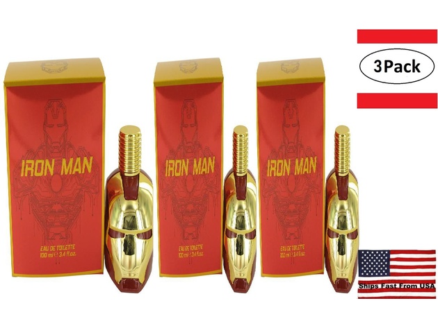 3 Pack Iron Man by Marvel Eau De Toilette Spray 3.4 oz for Men ...