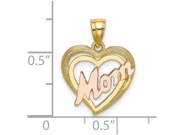 MOM Heart Pendant Necklace in 14K Yellow Gold with Chain | StackSocial