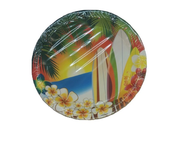 Hawaii Luau Tropical Surfing Party Large 9 Inch Round Lunch Dinner ...