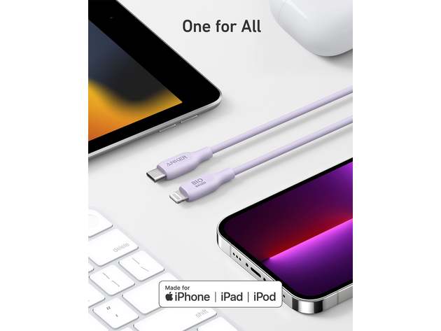 Anker 541 USB-C to Lightning Cable (Bio-Based) 6ft / Lilac Purple ...