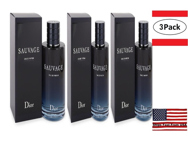 3 Pack Sauvage by Christian Dior Eau De Parfum Spray 6.8 oz for Men ...