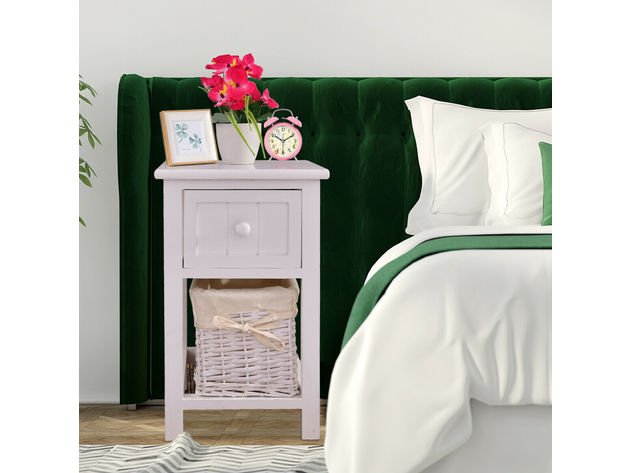 Costway Mini Night Stand 2 Layer 1 Drawer Bedside End Table Organizer ...