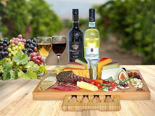 Unique Bamboo Cheese Board with Cutlery Set | StackSocial