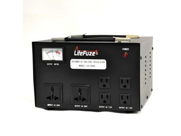 LiteFuze 5000 Watt Voltage Converter Transformer Heavy Duty Regulator Meter - Step Up/Down - 110 ...