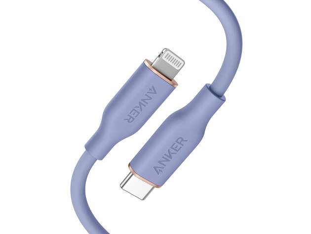 Anker 641 USB-C to Lightning Cable (Flow, Silicone) 3ft / Lavender Grey ...