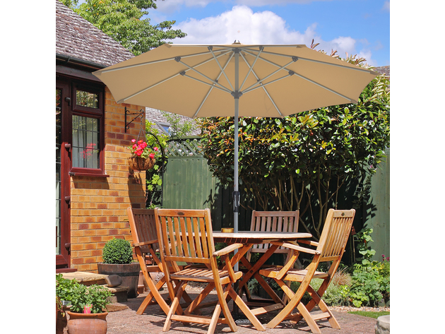 Costway 9' Patio Market Umbrella Outdoor Table Aluminum Crank W/8 Rib ...