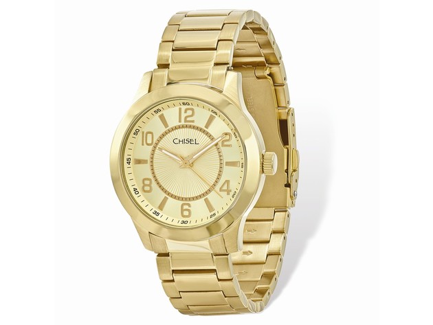 Chisel Mens IP-plated Stainless Steel Gold Dial Watch | StackSocial