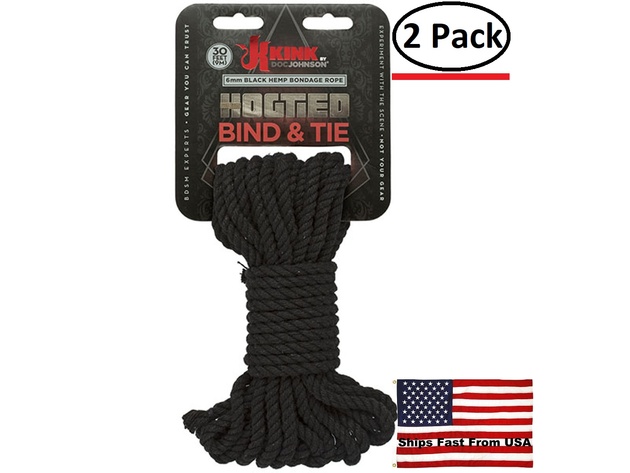 ( 2 Pack ) Hogtied - Bind & Tie - 6mm Hemp Bondage Rope - 30 Feet - Black | StackSocial