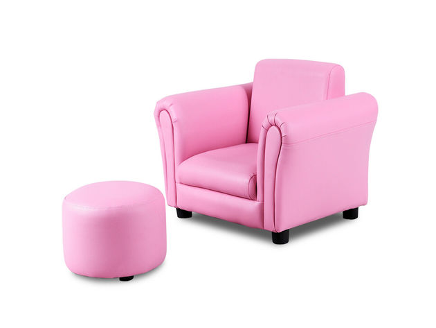 Costway Pink Kids Sofa Armrest Chair Couch Children Toddler Birthday ...