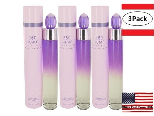 3 Pack Perry Ellis 360 Purple by Perry Ellis Eau De Parfum Spray 6.7 oz ...