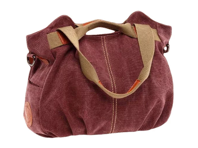 Natural Cotton Canvas Venture Bag (Burgundy) | Joyus