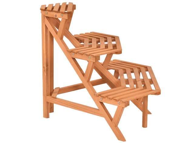 Costway 3 Tier Wood Corner Flower Stand Plant Ladder Pot Holder Display ...