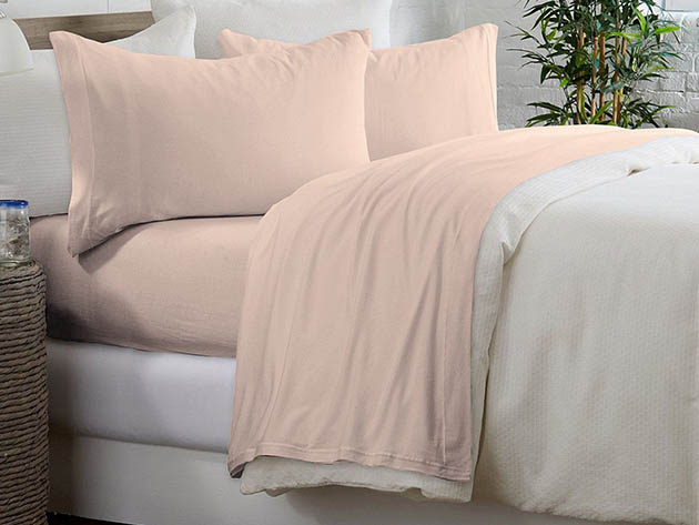 Brooklyn Flat Jersey Knit Sheet Set (Blush/Full) | StackSocial