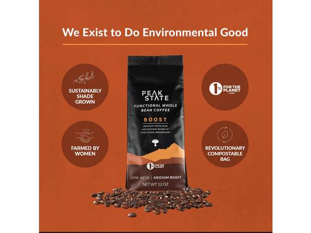 IMMUNITY BOOST Medium Roast - Three Pack (3 x 12 oz Bags) by Peak State ...