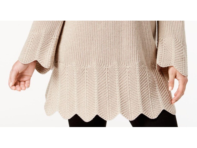 Style & Co Women's Scallop-Edge Sweater Beige Size Large | Joyus
