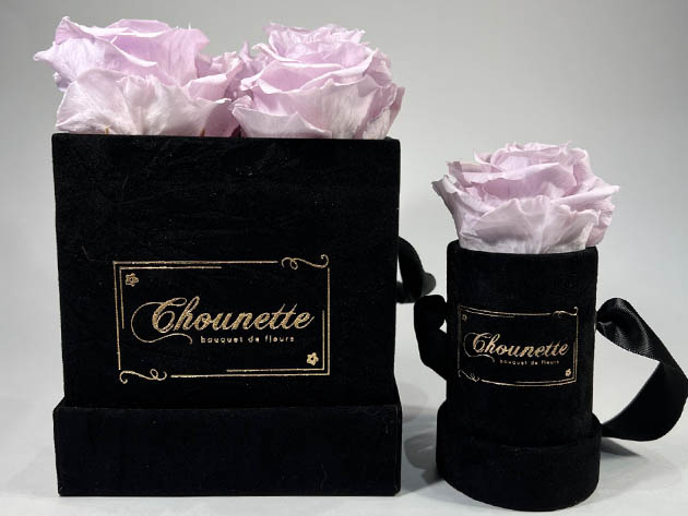 Chounette Preserved Roses Combo Set (Lavender Roses/Black Boxes ...