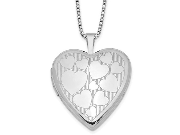 Sterling Silver Heart Shaped Floating Hearts Locket Pendant with Chain ...
