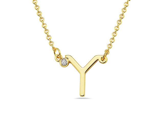 18K Gold-Plated CZ Initial Necklace (Y) | Joyus