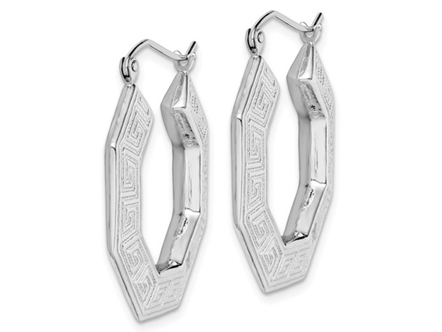 Sterling Silver Greek Key Hoop Earrings | StackSocial