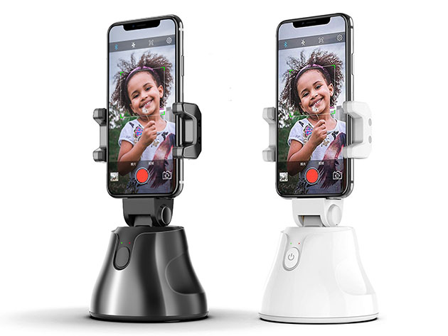 360° Rotation Smart AI Object Tracking Gimbal: 2-Pack (1 Black/1 White ...