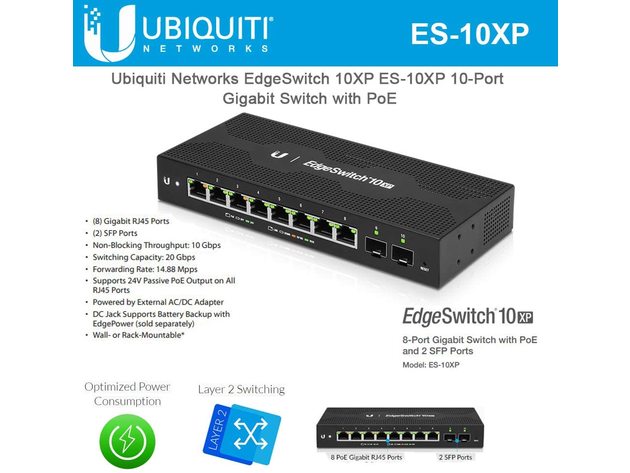 Ubiquiti Networks EdgeSwitch ES 10XP, Managed 10-Port Gigabit Switch ...