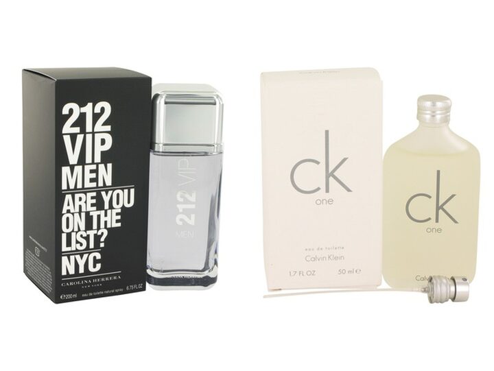 Gift set 212 Vip by Carolina Herrera EDT Spray 6.7 oz And CK ONE EDT Pour Spray Unisex 1.7 oz StackSocial