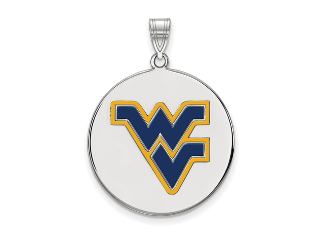 Sterling Silver West Virginia U. Large Enamel Logo Disc Pendant ...