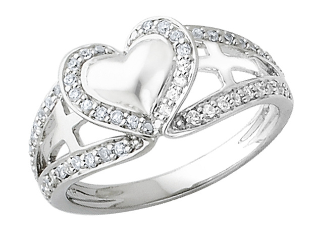 Pure Heart Ring in Sterling Silver with Synthetic Cubic Zirconia (CZ ...